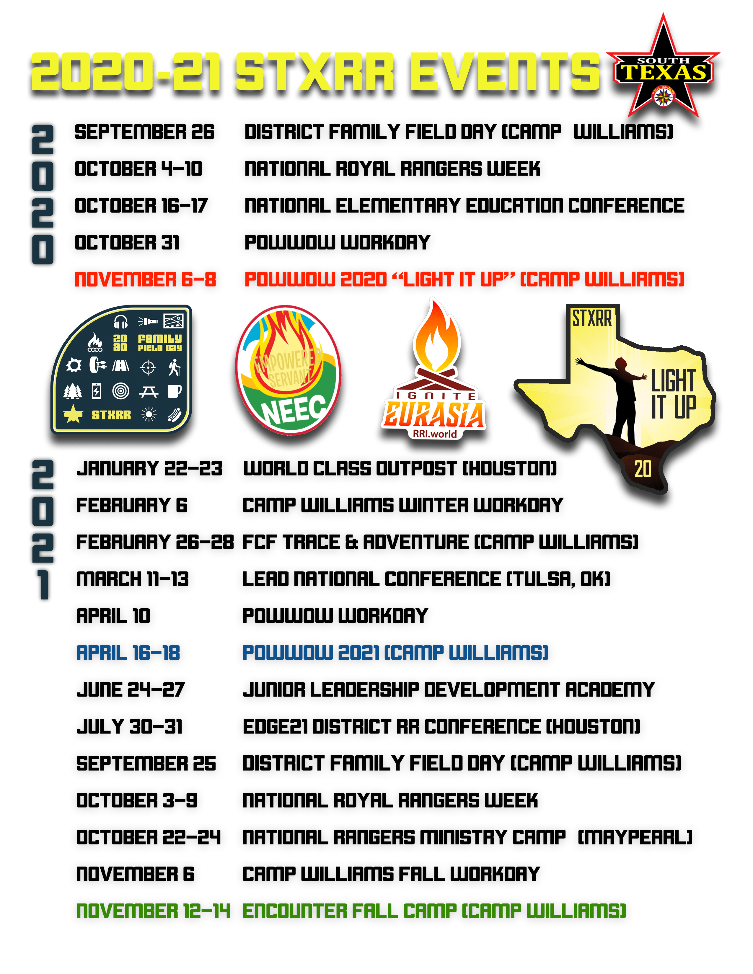 CALENDAR – South Texas Royal Rangers