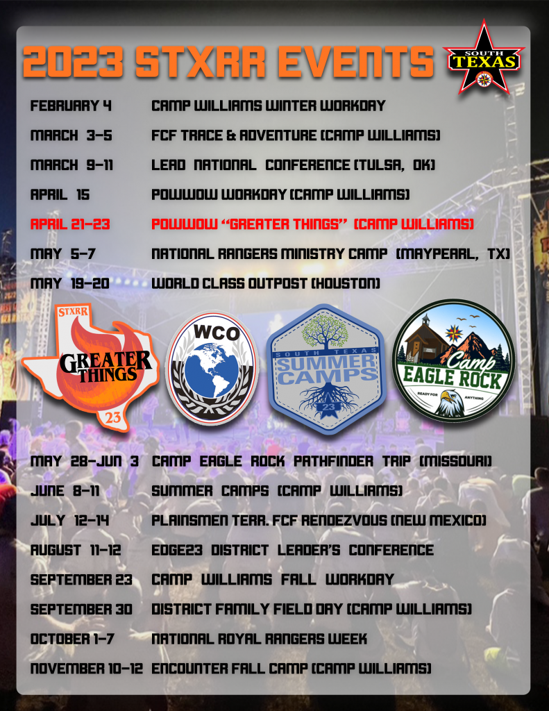 CALENDAR – South Texas Royal Rangers