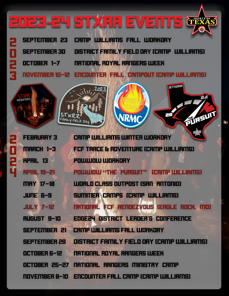 CALENDAR – South Texas Royal Rangers