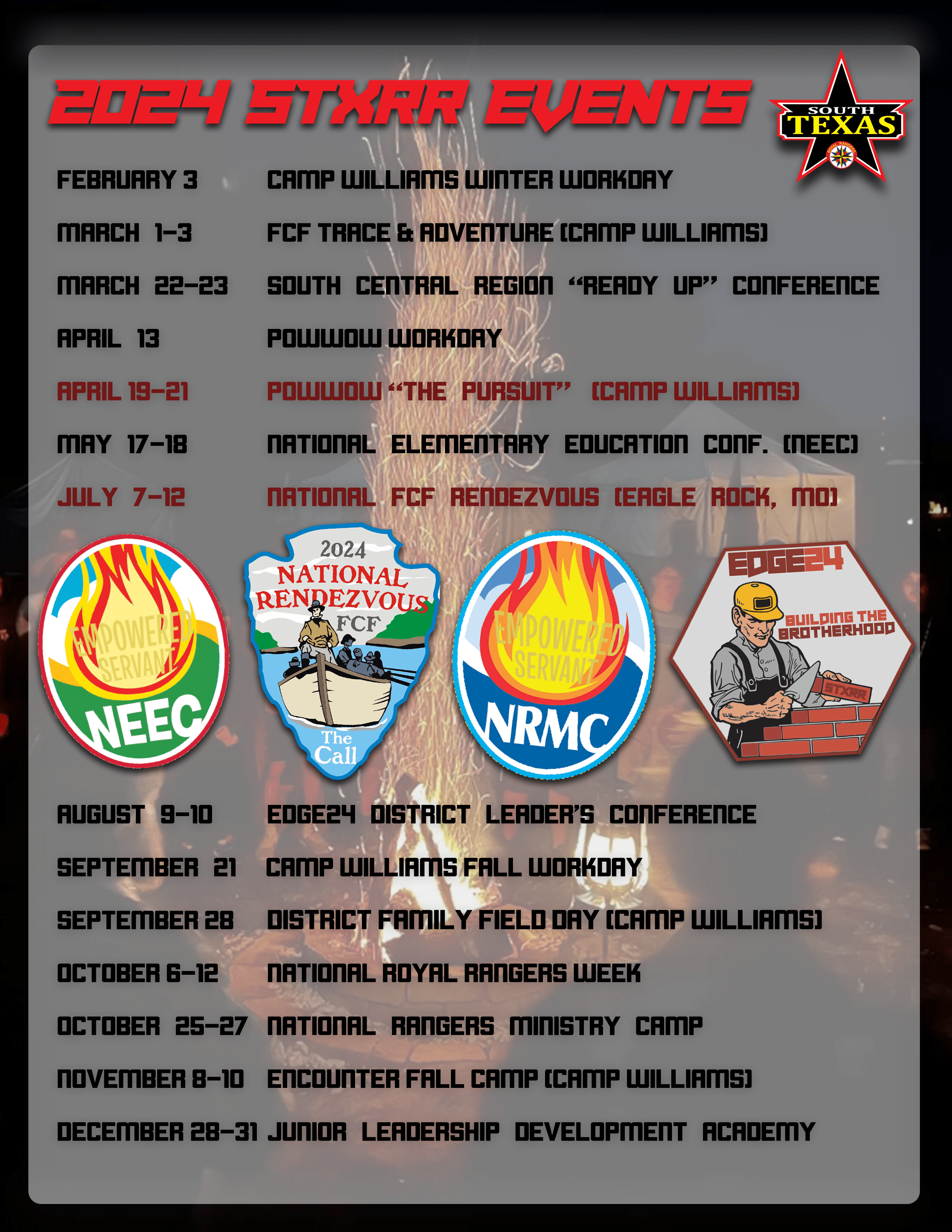 CALENDAR – South Texas Royal Rangers